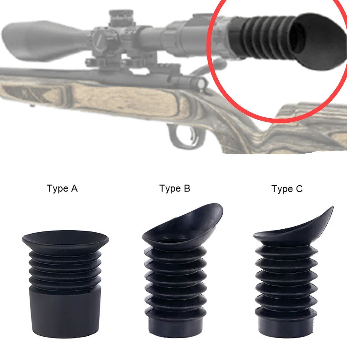Tactical-Hunting-Flexible-Rifle-Scope-Ocular-Eye-Protector-Rubber-Scope ...