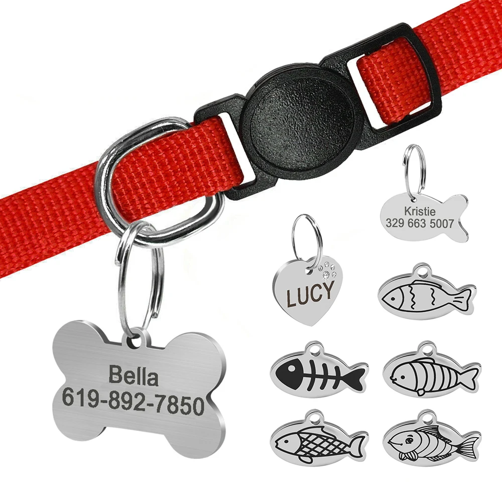 Personalized-Cat-ID-Tag-Anti-lost-Cute-Puppy-Kitten-Nameplate-Tags-For ...