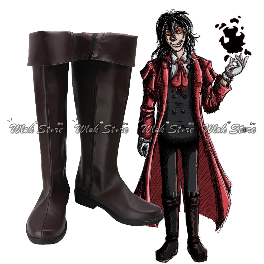 Anime-Hellsing-Alucard-Cosplay-Boots-Custom-Made-Shoes-Dark-Brown-Boots ...
