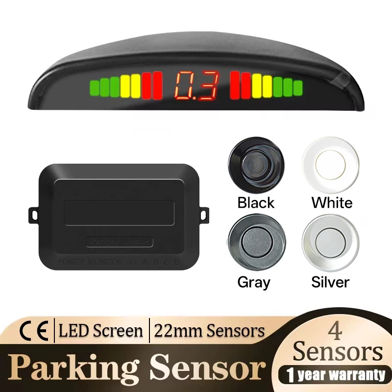 Hippcron Car LED Parking Sensor Kit 4 Sensors 22mm Backlight Display ...