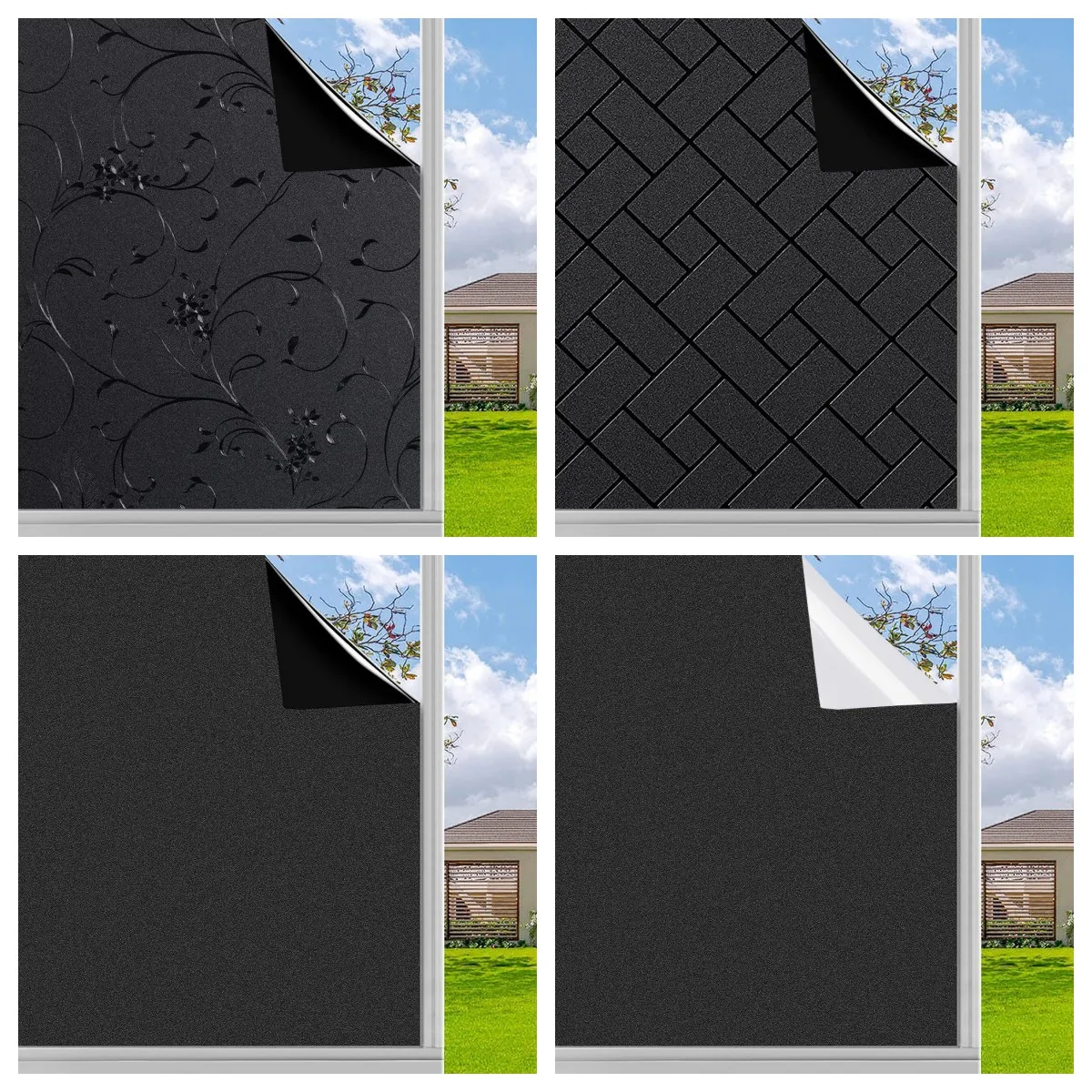 Static Cling Total Blackout Privacy Window Film Cover 100% Light ...