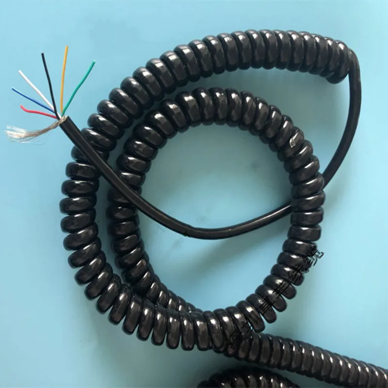 PUR spring wire shielded cable 6core 22 awg stretch 1 2 3 4 5 6 3 7 8 9 ...