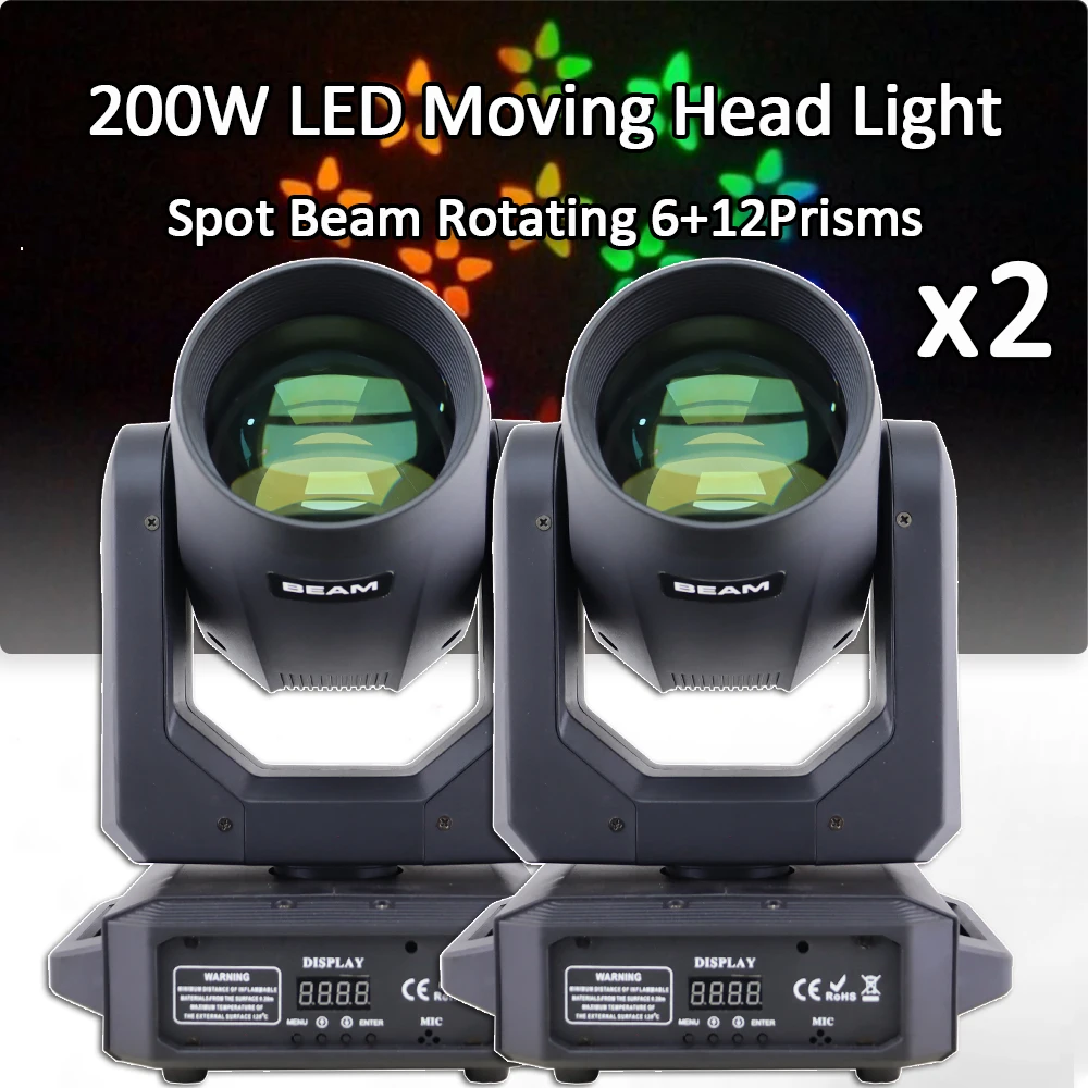 2pcs-Beam-Spot-200W-LED-Moving-Head-Lighting-With-Rotating-6-12Prisms ...