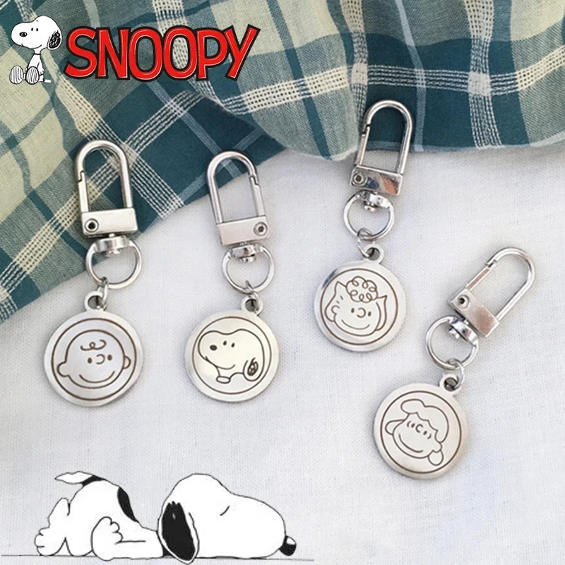 Snoopy-Keychain-Cartoon-Titanium-Steel-School-Bag-Car-Key-Pendant ...