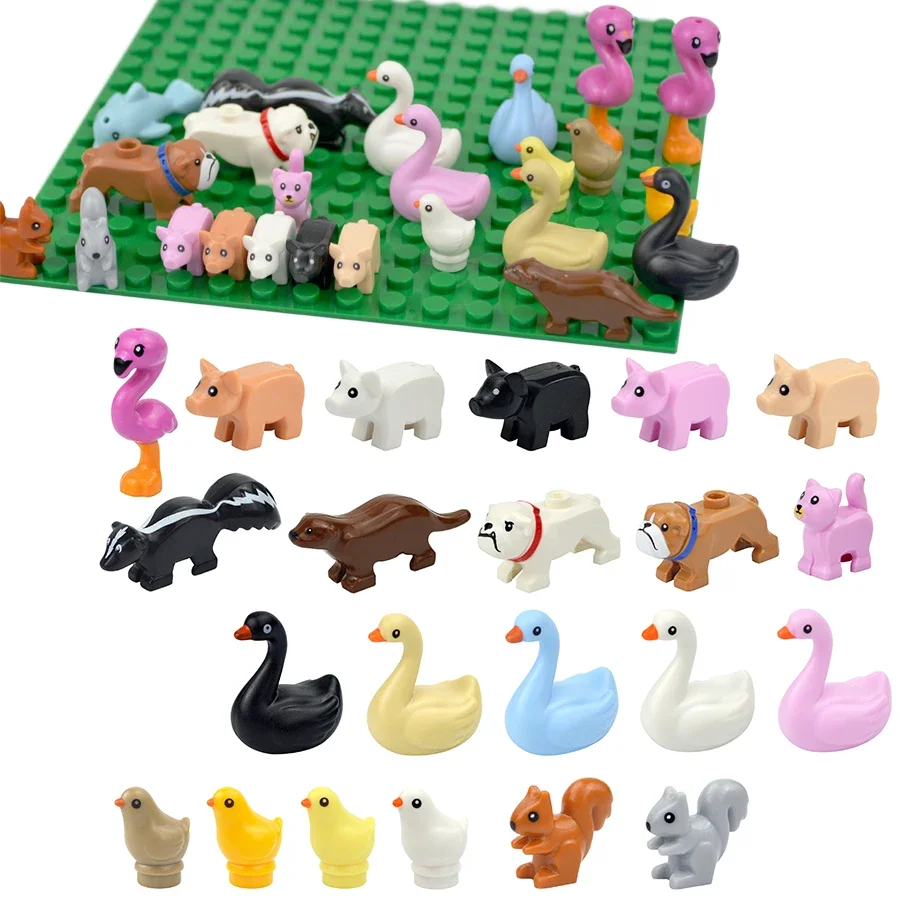 City-Animal-Building-Blocks-Duck-Swan-Pig-Cat-Figures-Bird-Dog-Zoo-Farm ...