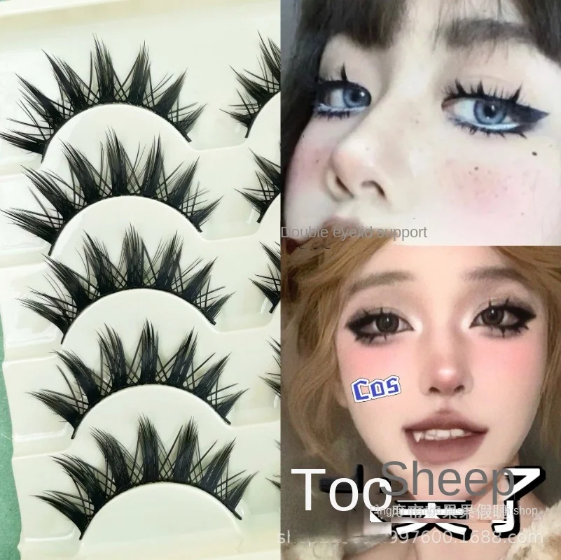 Thick-Black-Stemmed-Devil-Makeup-Fake-Eyelashes-Whole-Piece-Eyelashes ...