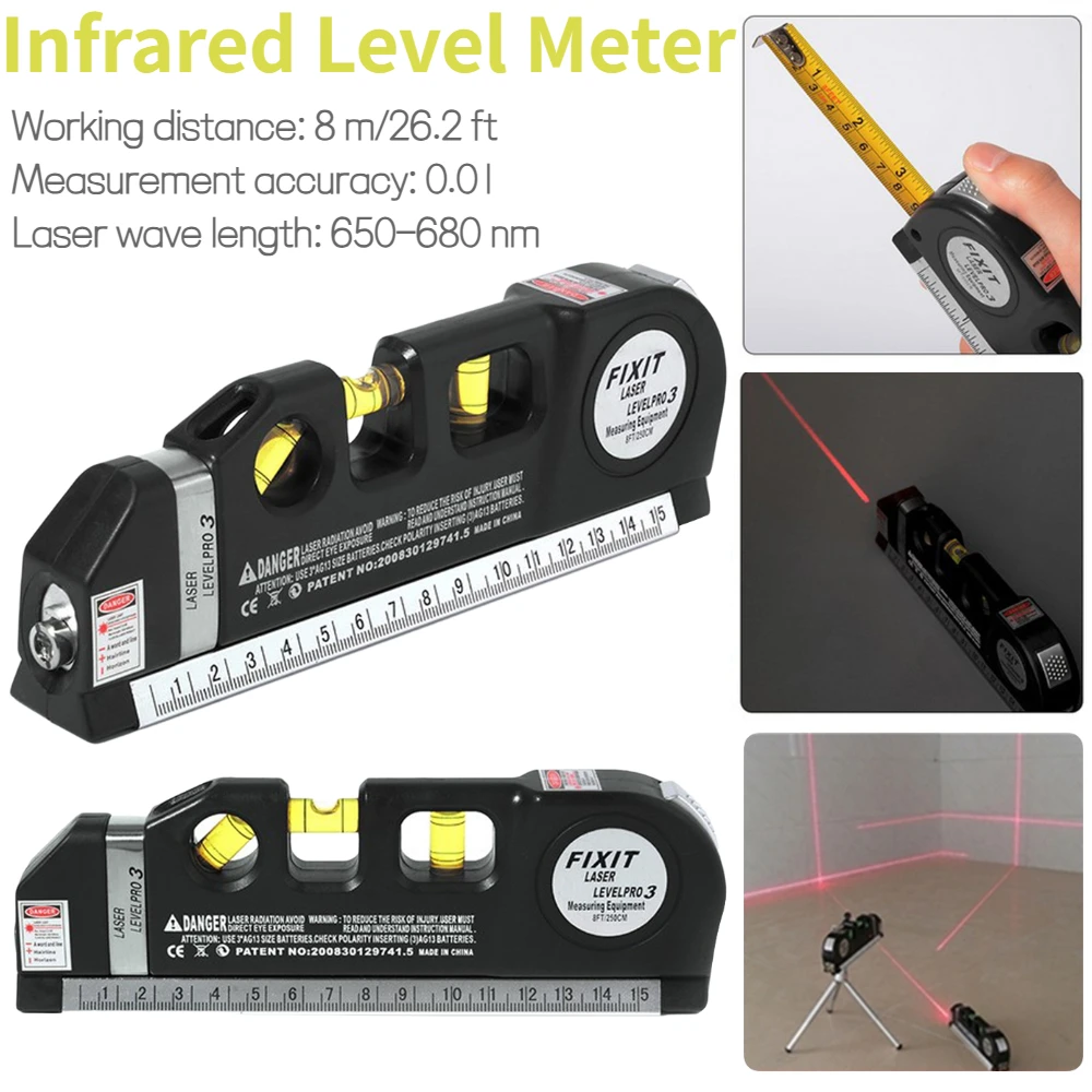 Laser-Level-Infrared-Laser-Ruler-Laser-Leveler-Tool-Horizontal-Line ...