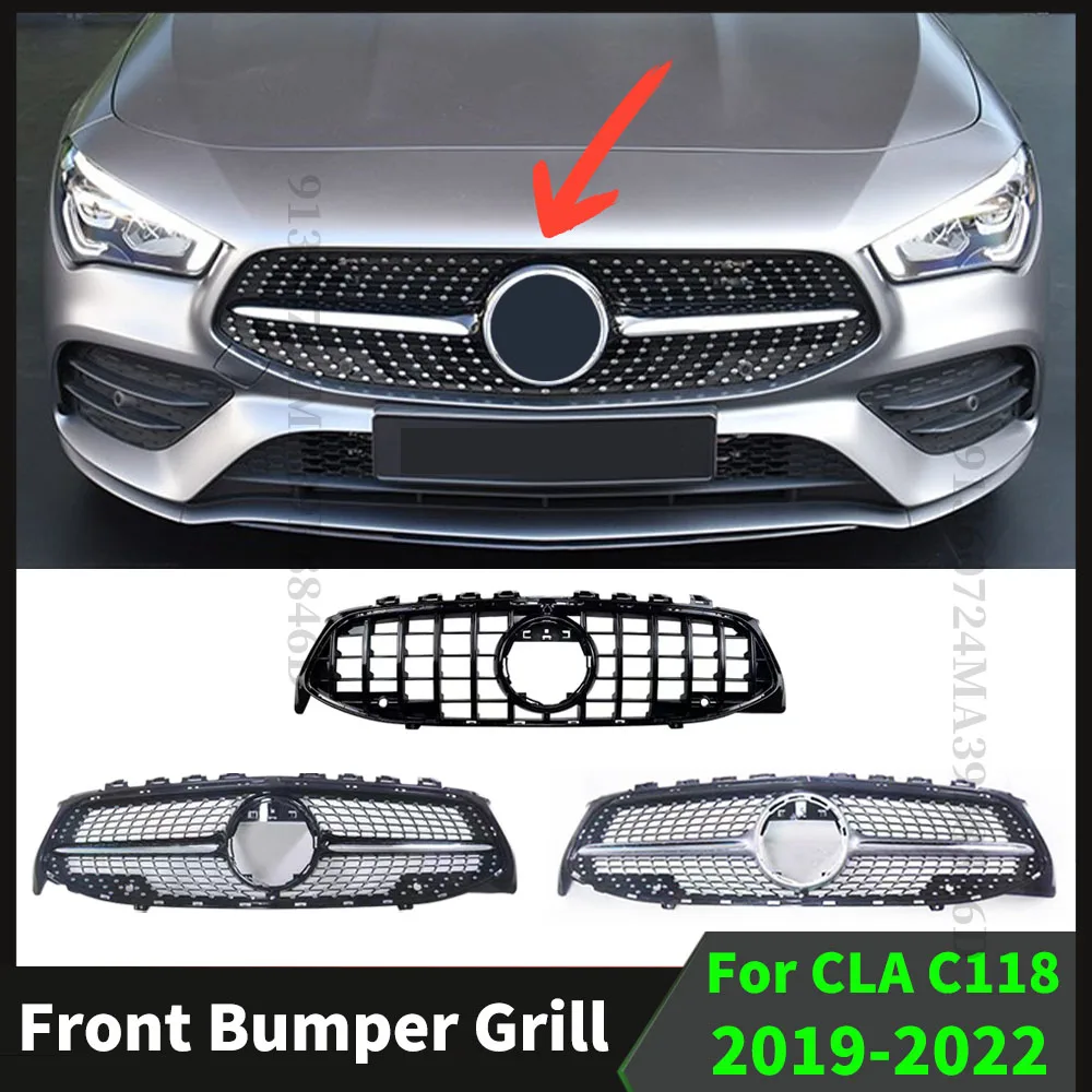 Upper-GT-Diamond-Front-Inlet-Grille-Bumper-Grill-For-Mercedes-C118-W118 ...