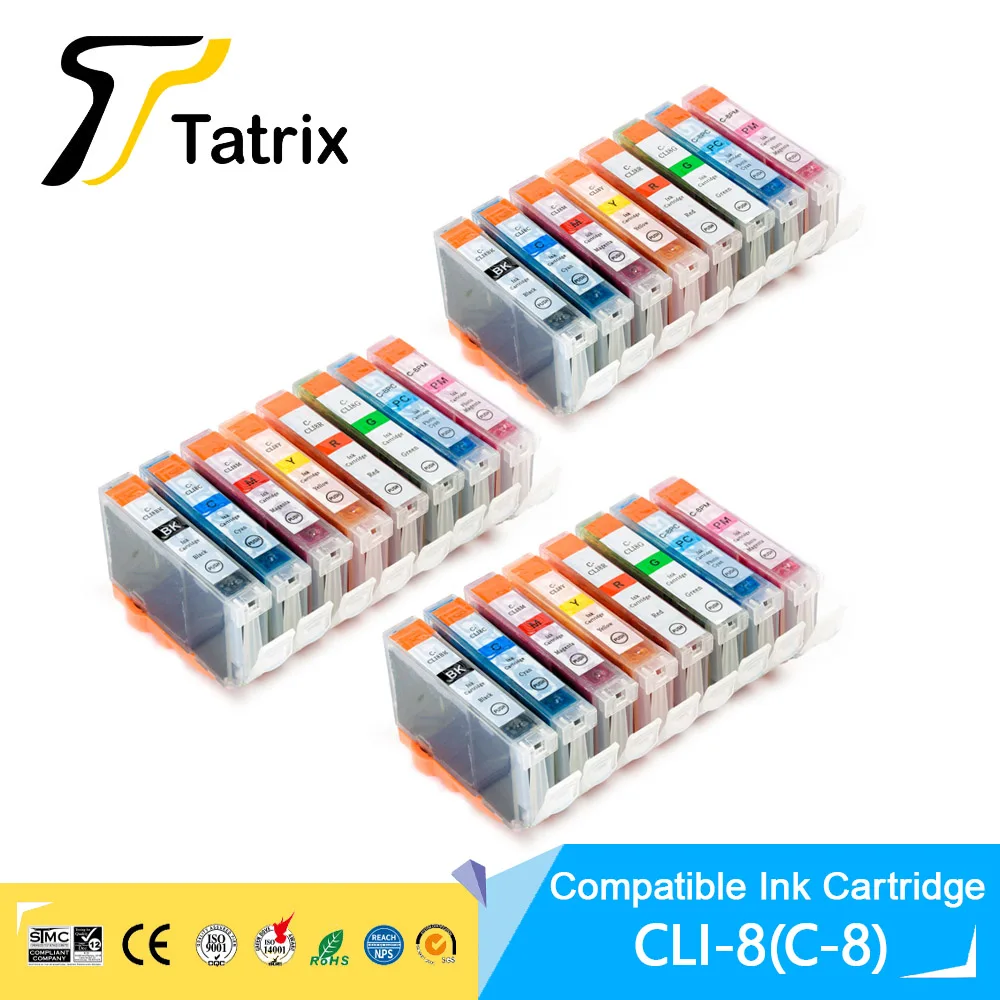 24PCS For Canon CLI 8 CLI8 Compatible Ink Cartridge With Chip For Canon ...