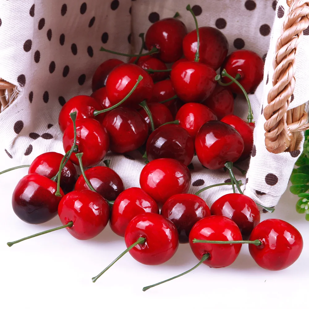 Modelo de fruta Artificial de cereza falsa, 30 piezas, adorno de cereza ...