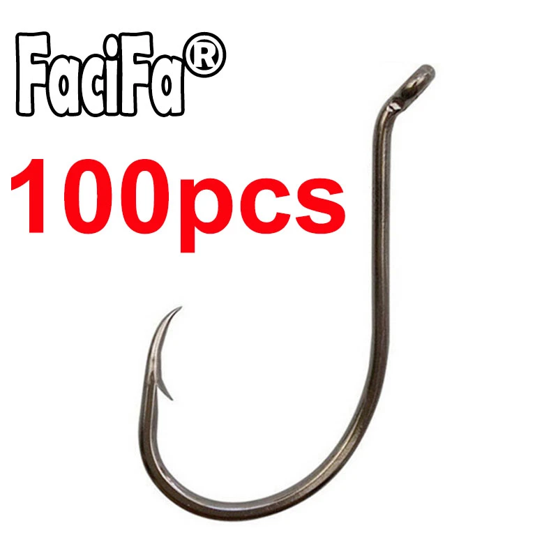 100pcs Octopus Fishing Hook Baitholder Hook Offset Up Eye Forged Shank Carp Hook Jig Big Barbed ...