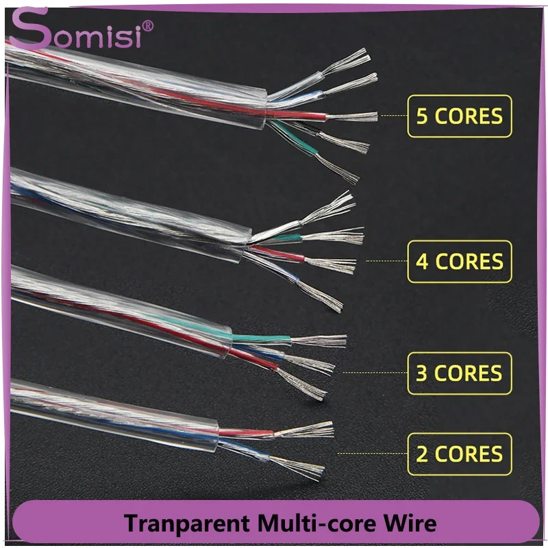 1-2-5m-Transparent-Power-Cord-28-26-24-22-20-18-16AWG-PVC-Insulation ...