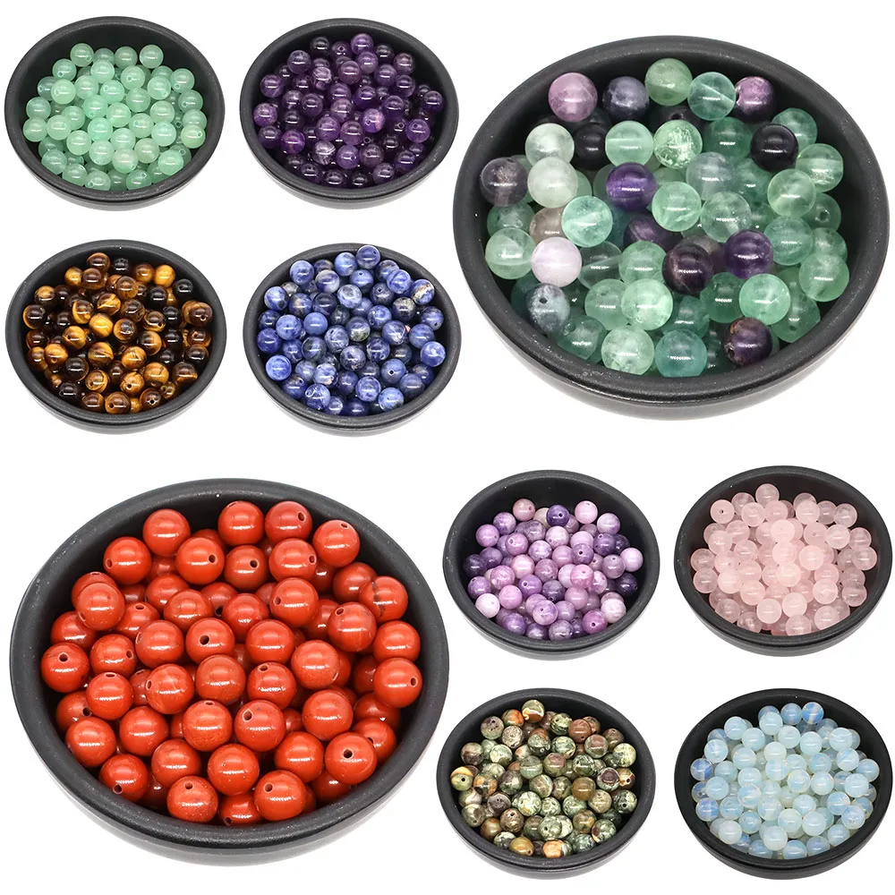 Natural-Crystals-Stone-Round-Loose-Beads-4-6-8-10mm-Amethyst-Agate-Lava ...