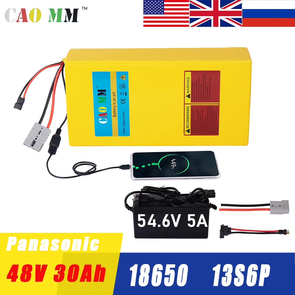 48V-30Ah-Lithium-Ion-Tesla-18650-Cell-Battery-Pack-13S6P-BAFANG-For ...
