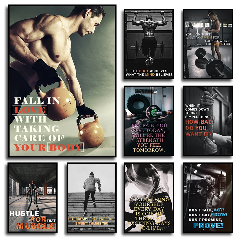 Fitness Posters Motivational Inspirational Quotes Prints Canvas ...