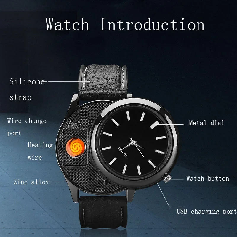 2024 New Creative Watch Lighter Men's Watch Gift Lighter Tungsten Wire ...