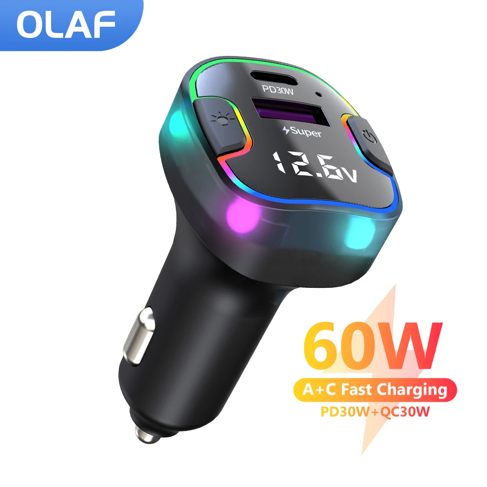 Olaf PD USB Car Charger 60W Super Fast Charging Adapter For iPhone iPad ...