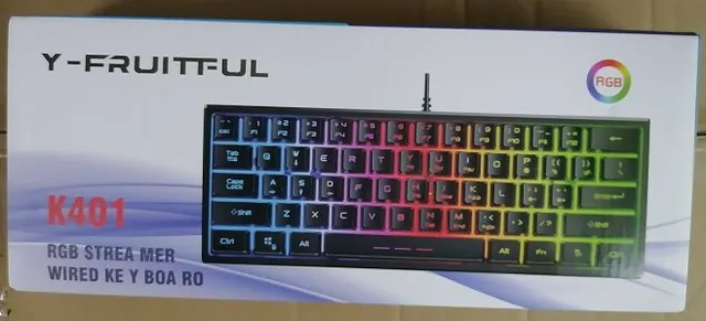 Y-FRUITFUL K401 Wired Film Keyboard 61 Keys RGB Lights Type-c USB Backlit Ergonomic Keyboard For ...