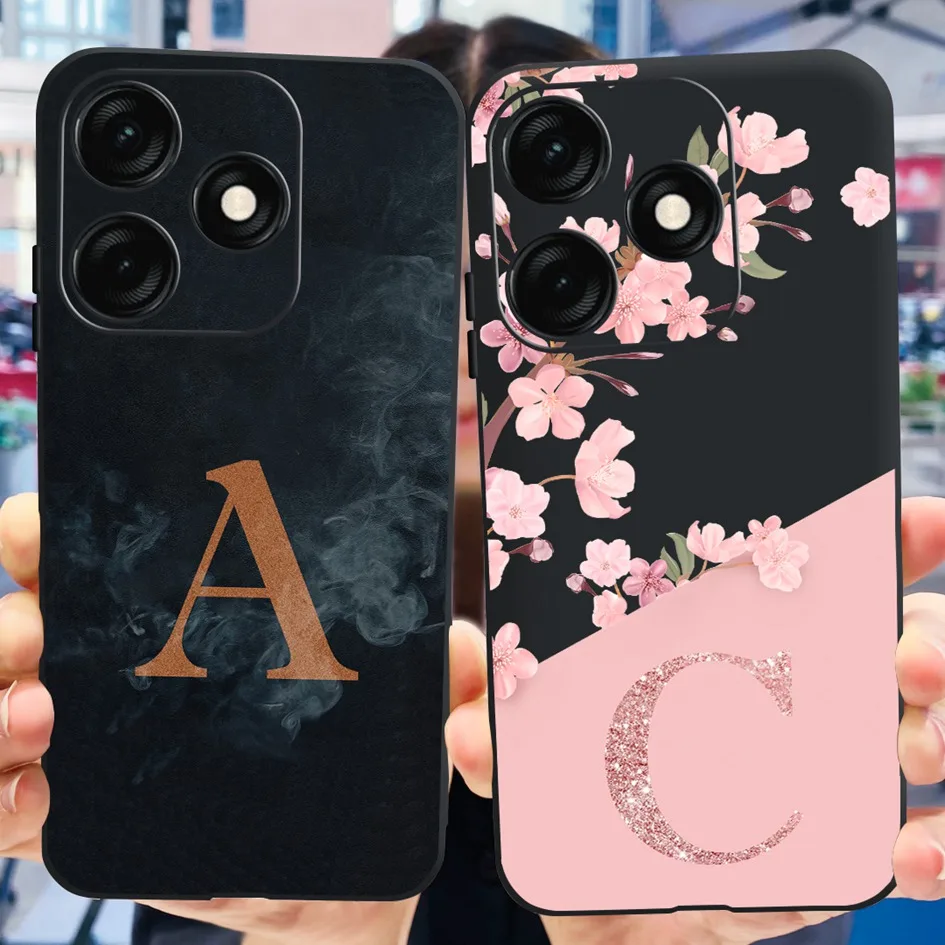 For-Tecno-Spark-20-20C-Case-Cute-Letters-Flower-Silicone-Soft-TPU-Back ...