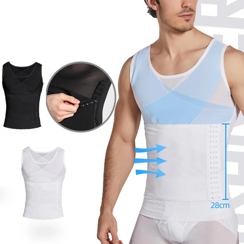 1pcs Men's shapewear Tops waist body Shaping Short Sleeves Abdomen ...