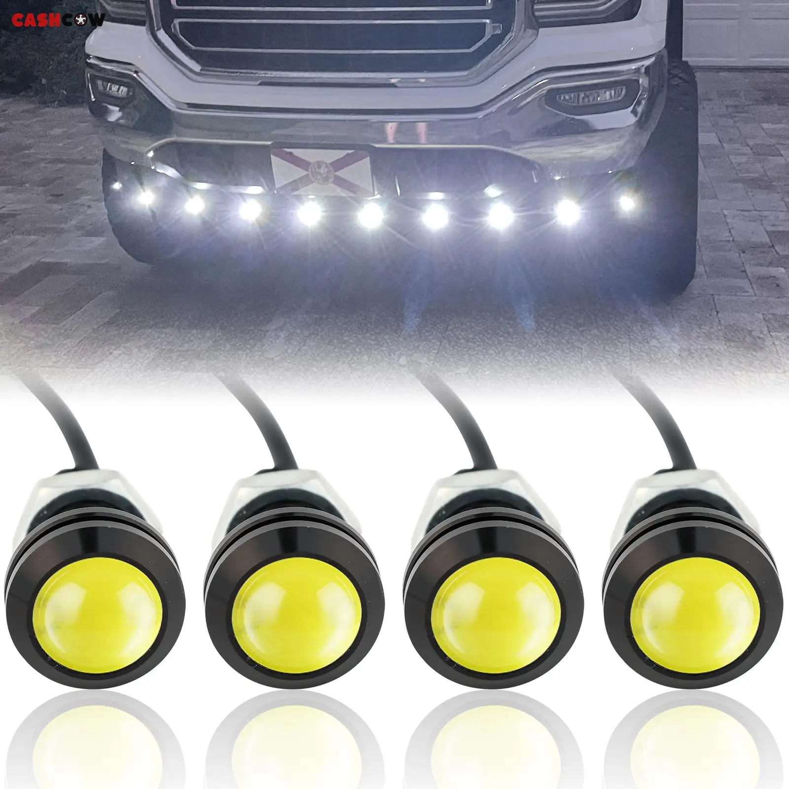 4x-Front-Grille-LED-Eagle-Eye-Hawkeye-Lights-White-Running-Lighting-DRL ...