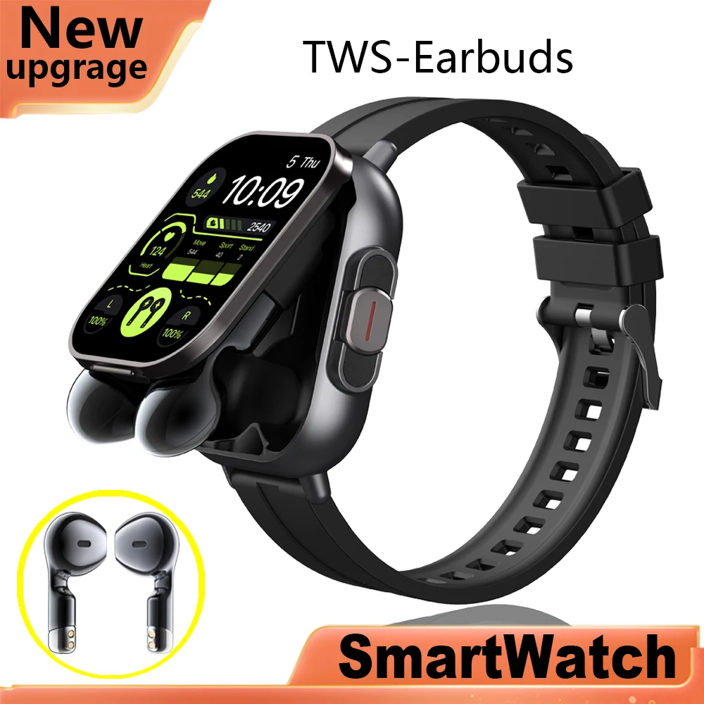 New-Men-Smart-Watch-Earbuds-2-In-1-Wireless-Bluetooth-TWS-Earphones ...