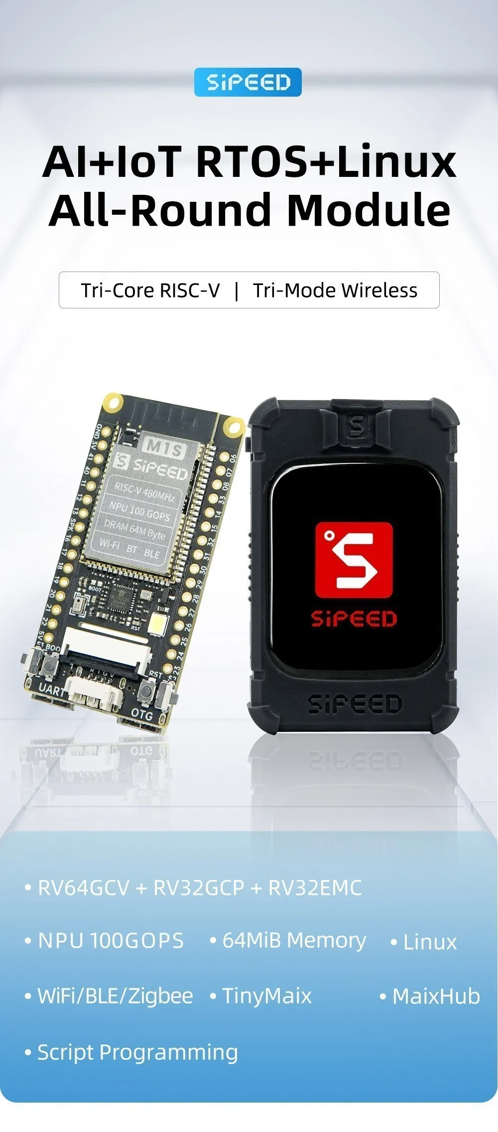 Placa De Desenvolvimento Inteligente Artificial Sipeed M1s Dock Ai Plus Iot Tinyml Risc-v Linux
