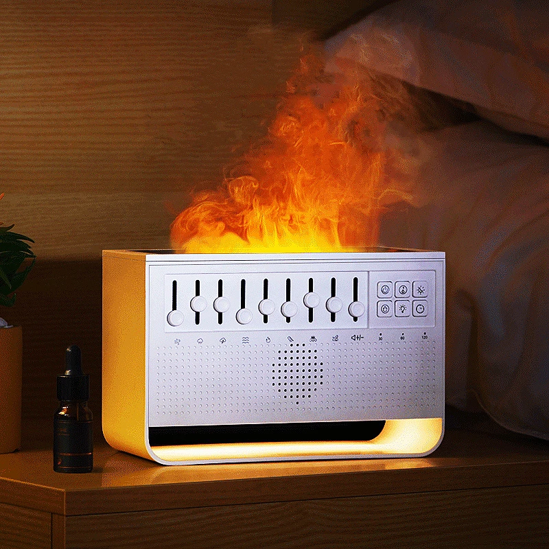 Desktop Flame Diffuser White Noise USB Humidifier Relax 200ml Aroma ...
