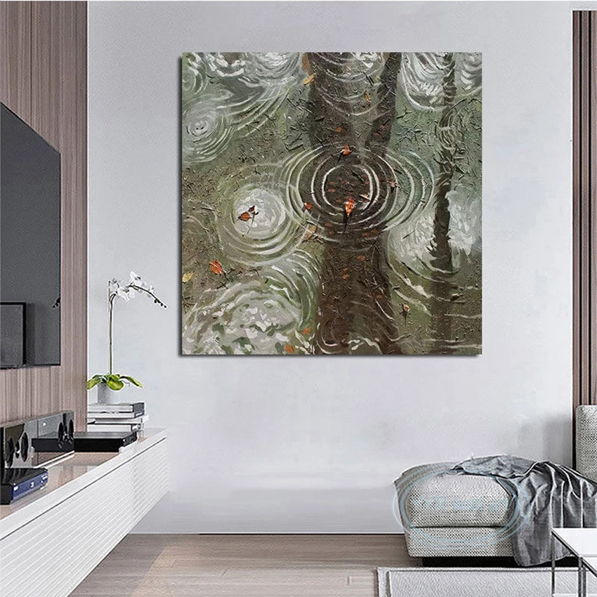 Pintura al óleo hecha a mano pura, decoración abstracta moderna, dibujo de lienzo, arte de pared ...