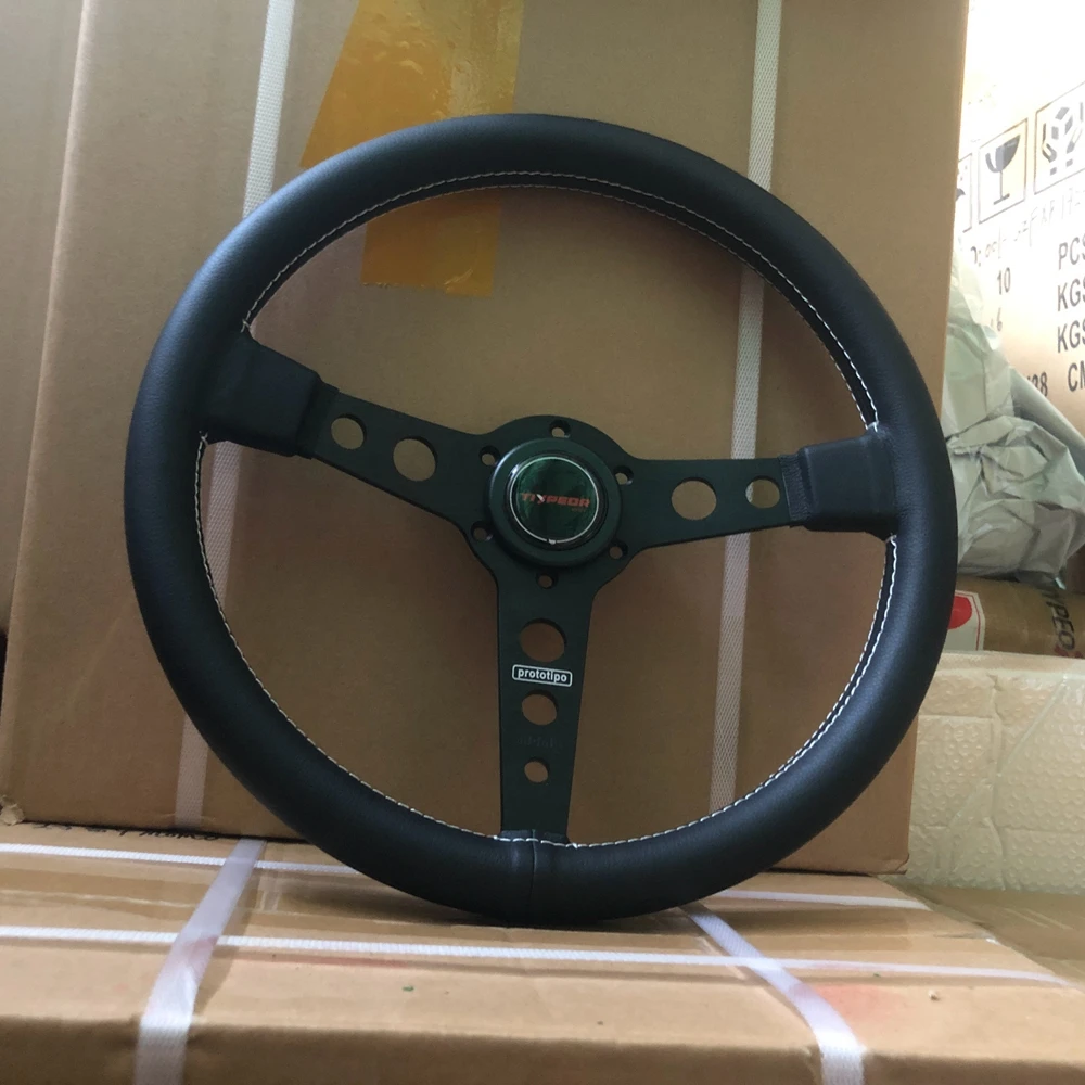 JDM-Drift-14Inch-Tiypeor-Prototipo-Steering-Wheel-Black-Leather-Grip ...