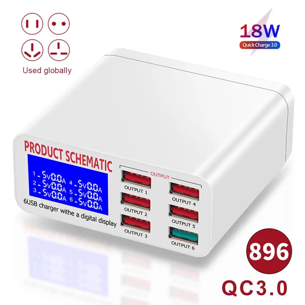 8A-QC3-0-USB-Charger-with-LCD-Display-6-Ports-Desktop-Mobile-Phone ...