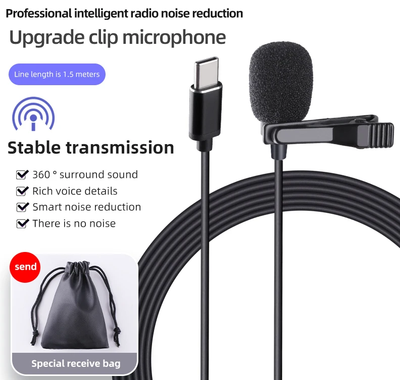 Microphone-For-Insta-360-one-X2-X3-Lavalier-Microphone-External-Wired ...