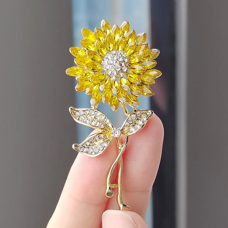 Enamel-Rhinestone-Sunflower-Brooches-For-Women-Casual-Brooch-Pin-Clothes-Suit-Decoration-Office ...