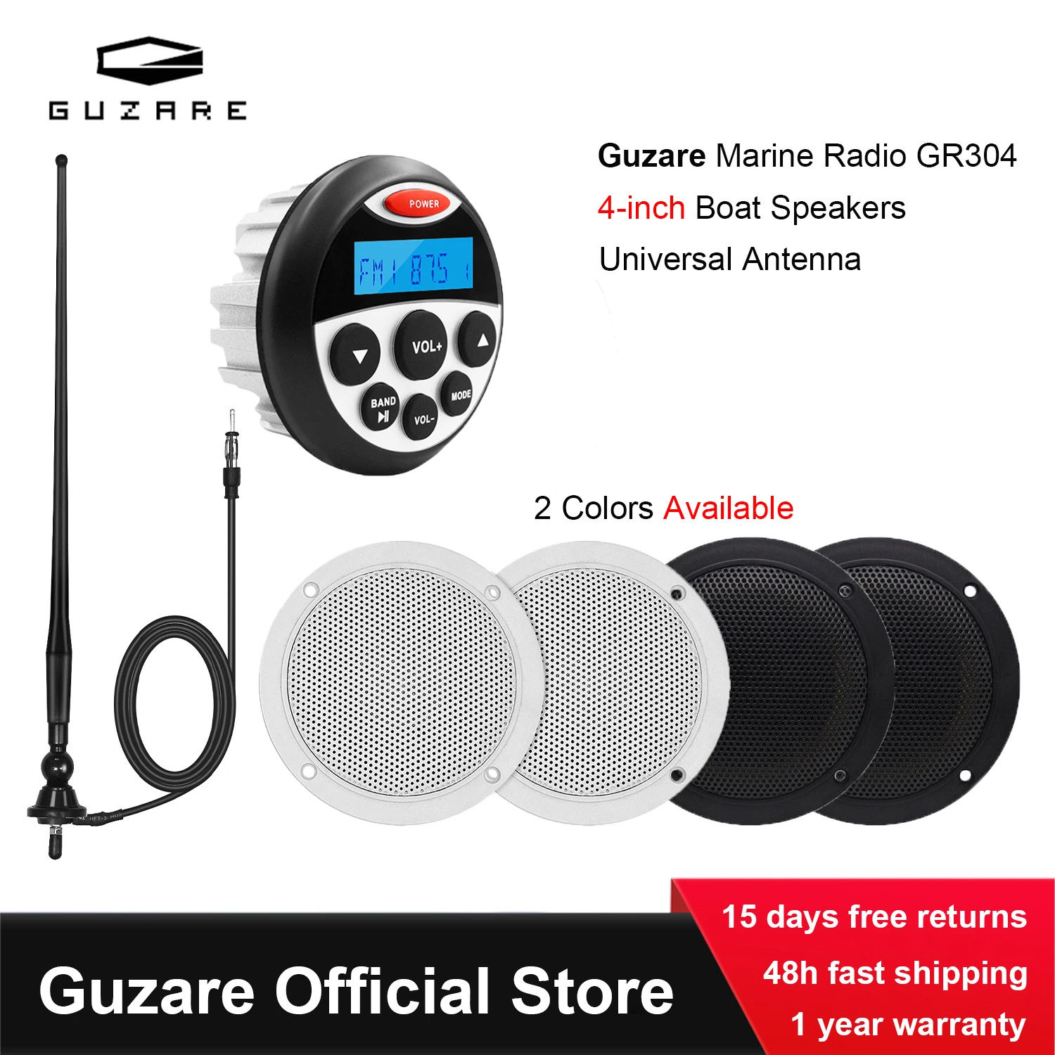 GUZARE-Marine-Stereo-Radio-Bluetooth-Digital-Media-Receiver-ODER-4-inch ...