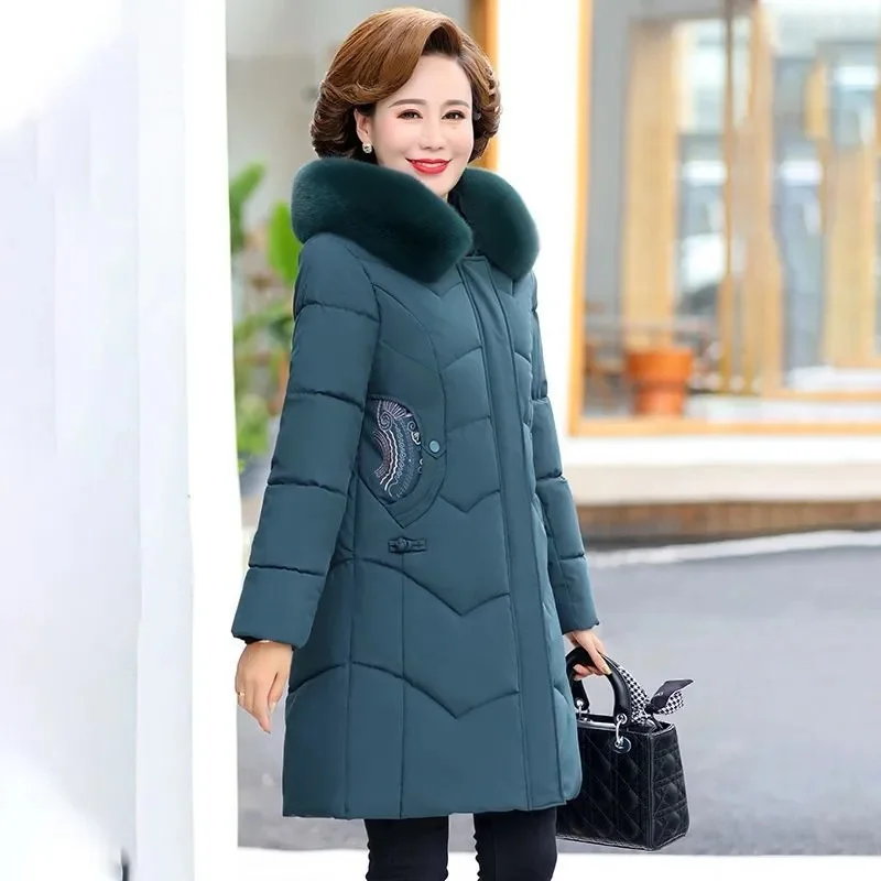 2024 New Women Winter Coat Big Fur Down Parkas Winter Hooded Coat ...