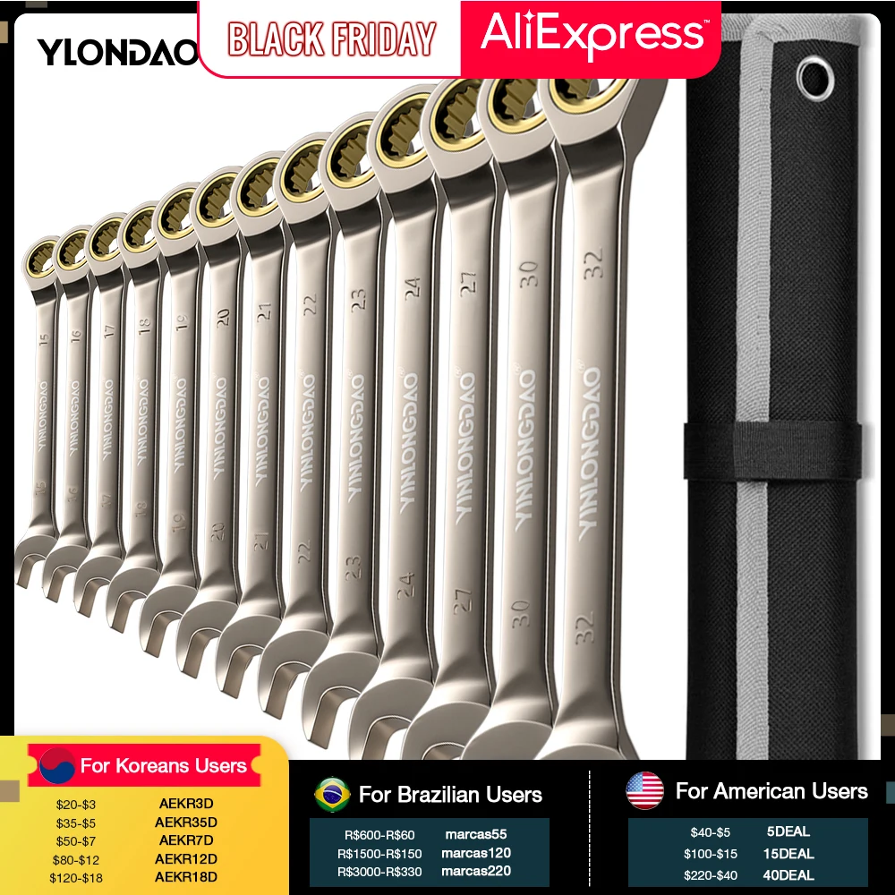 Ratcheting Combination Wrench Set,Metric Chrome Vanadium Steel Hand ...