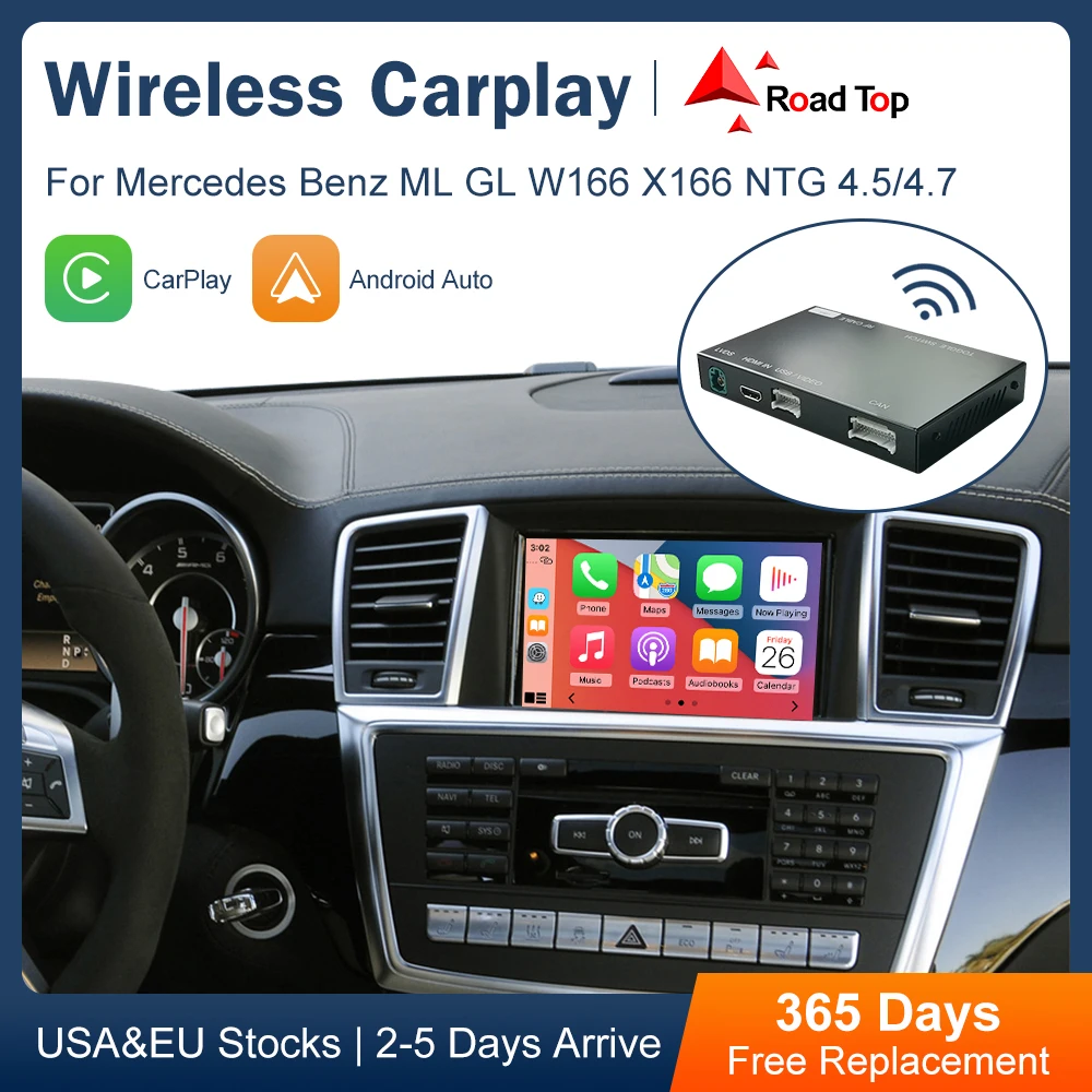 Wireless Apple Carplay Android Auto For Mercedes Benz Ml Gl W166 X166 2012-2015, With Mirror ...