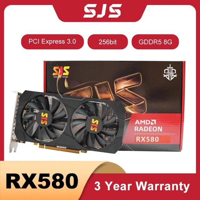 SJS-tarjeta gráfica RX 580 para juegos, placa de video AMD Radeon RX580, 8G, promoción, 256Bit ...