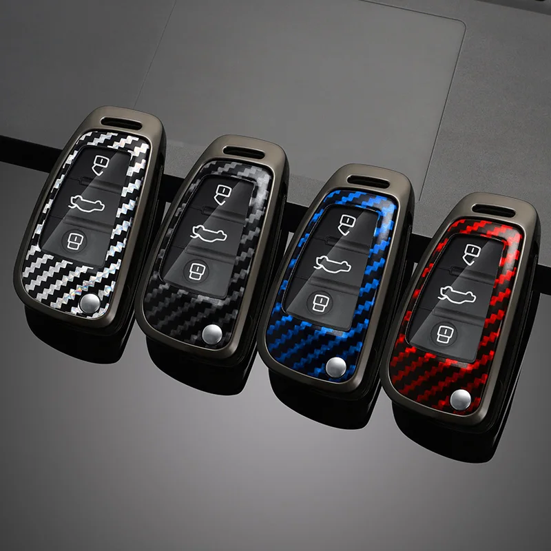 Zinc-Alloy-Carbon-Fiber-Car-Remote-Key-Case-Shell-Fob-For-Audi-A1-A3-8P ...