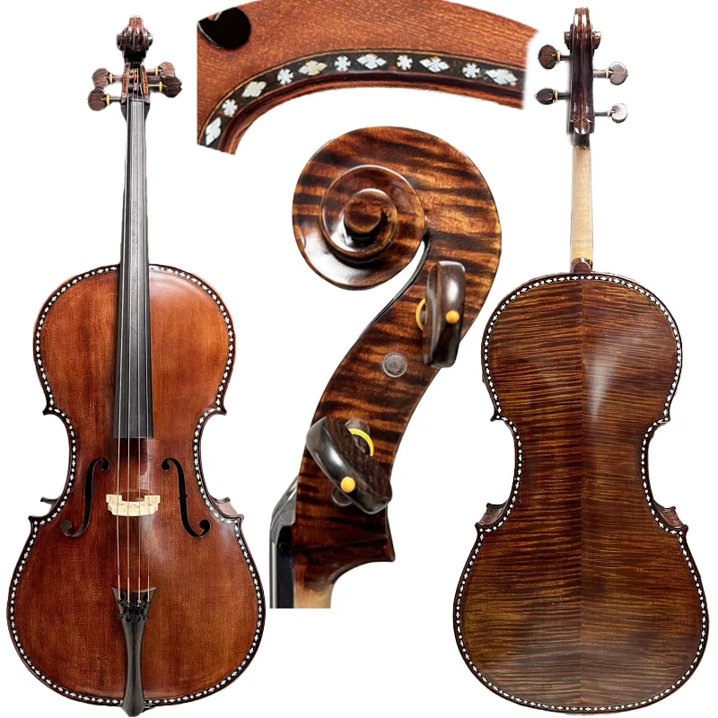 Special-Professional-Cello-Full-4-4-Good-sound-Flames-Maple-Back-Shell ...