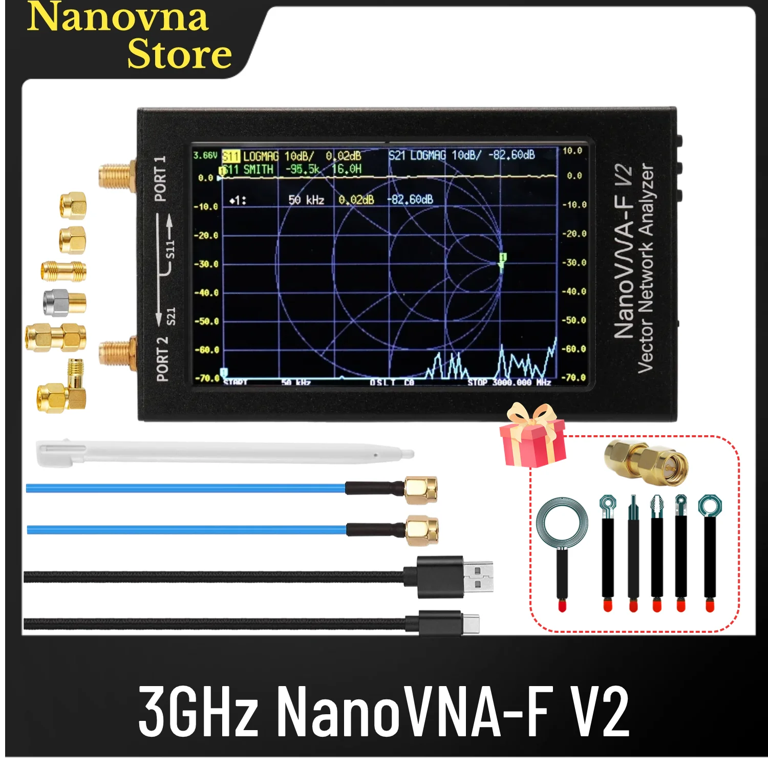 50KHz-3GHz-Upgraded-NanoVNA-F-V2-Vector-Network-Analyzer-HF-VHF-UHF-VNA ...