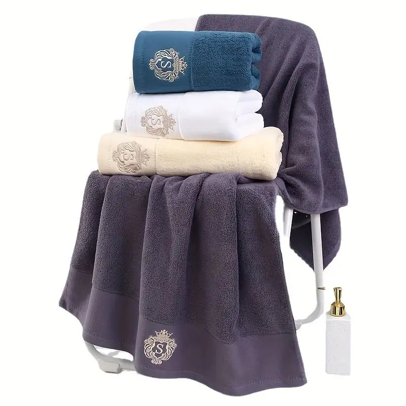 70x140cm-Oversized-Bath-Towel-Cotton-Embroidered-Towel-Cover-Blue-White ...