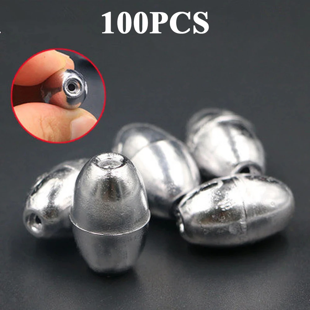 100Pcs Olive Shape Sinkers Pure Lead Making Fishing Sinker Sports ...