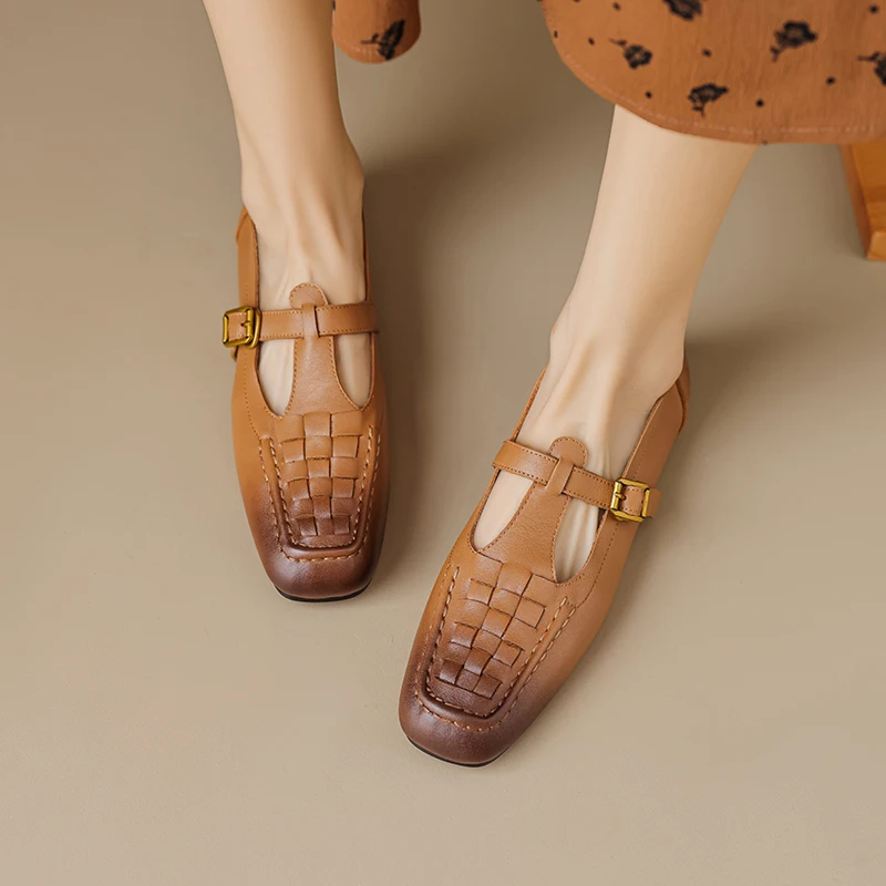 T-shaped-Lace-Up-Women-s-Single-Shoes-Shallow-Buckle-Women-Low-Heels ...