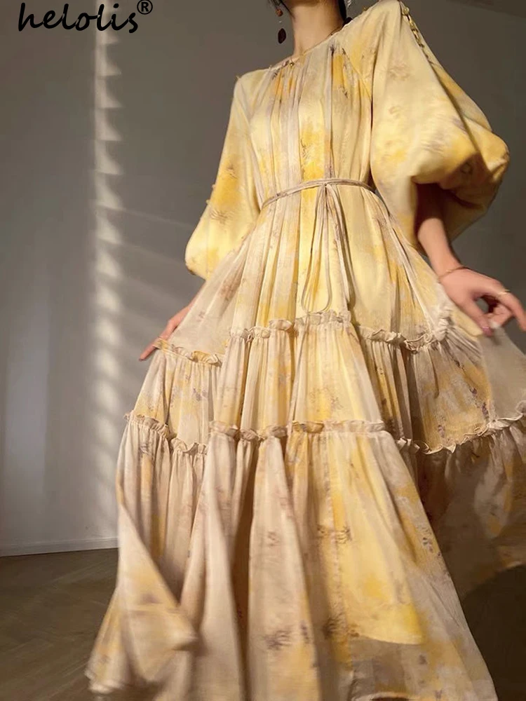 Helolis-French-Elegant-Dresses-For-Women-2023-Ruffles-Printing-Beading ...