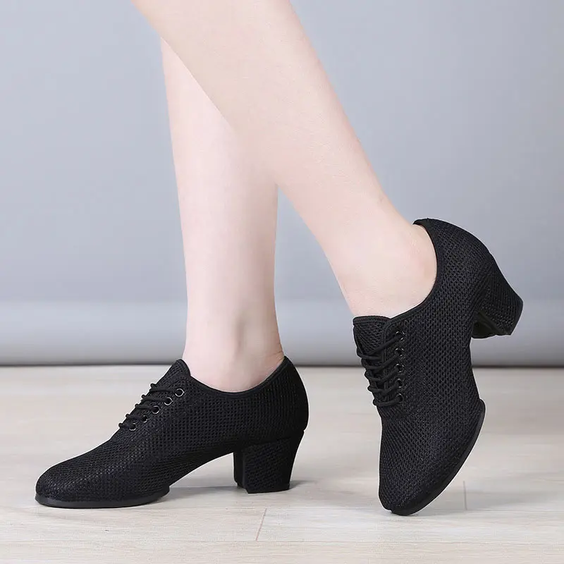 Dance-Shoes-Women-Ballroom-Latin-Training-Shoes-High-Heels-Mesh ...