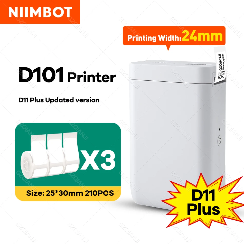 NiiMbot D101 휴대용 라벨 메이커, 무선 라벨 프린터 테이프 포함, 전화 사무실 가정용 여러 템플릿 사용 가능 ...