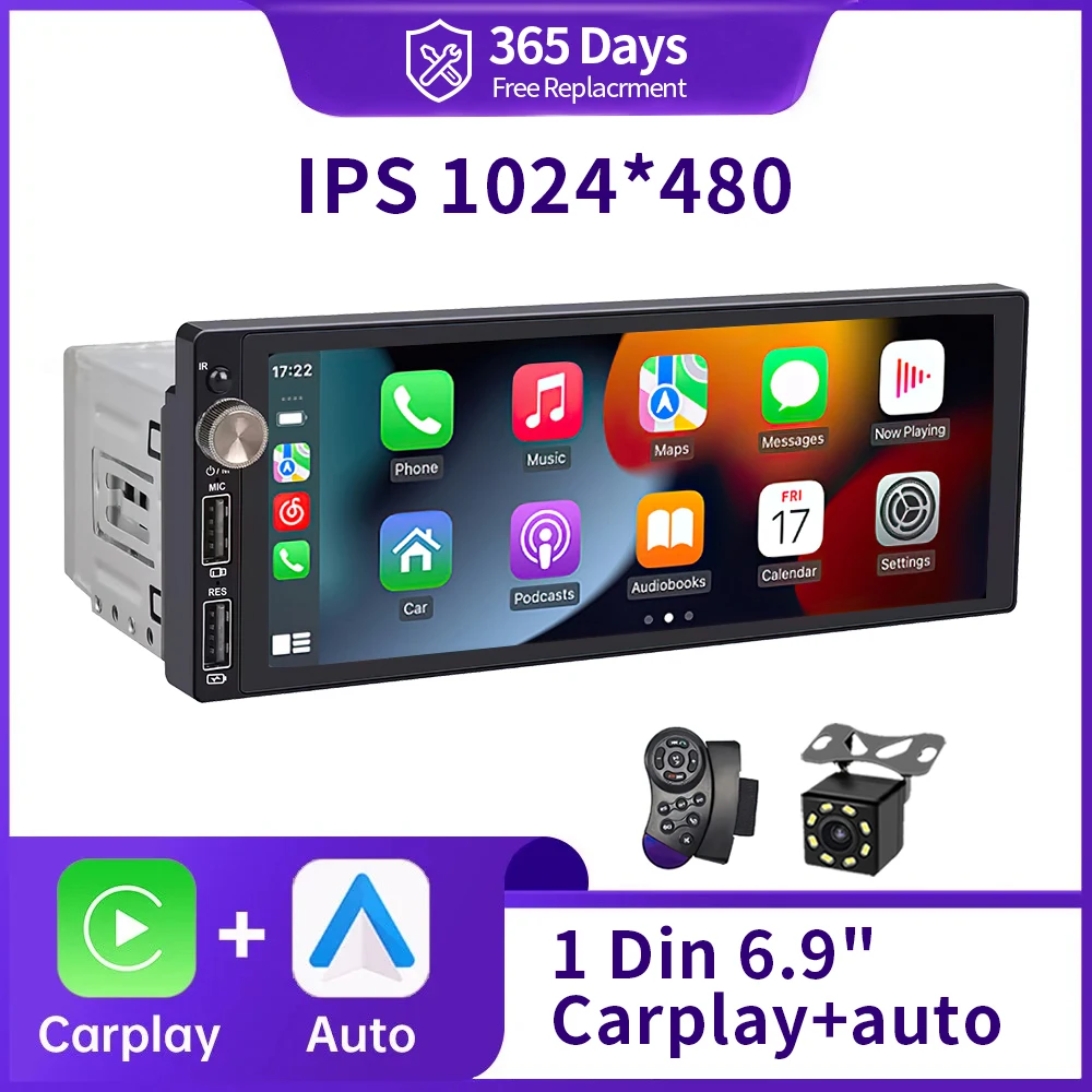 IPS-6-9-Inch-1Din-Carplay-Android-Auto-Car-Radio-Multimedia-Video-MP5 ...