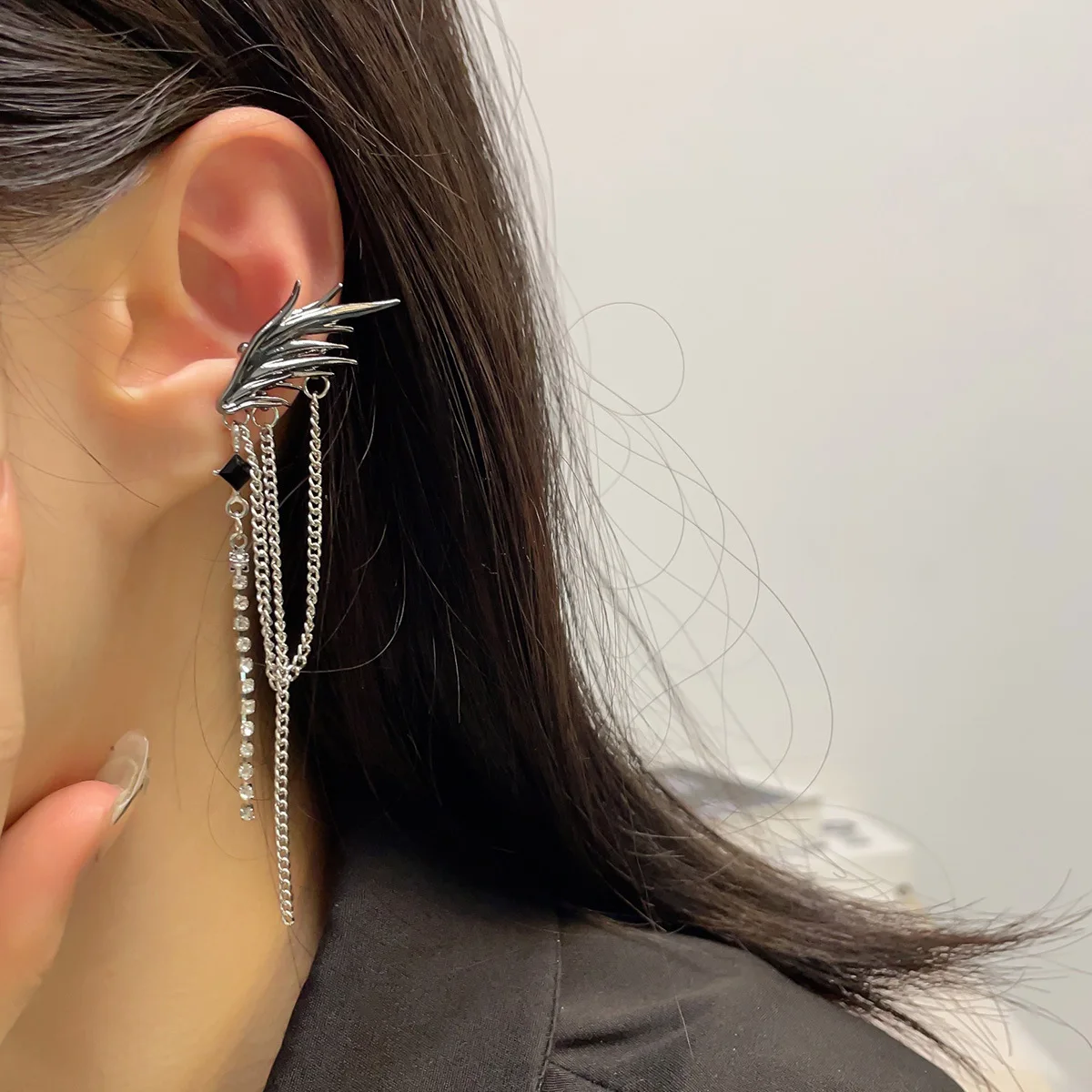 Punk-Dragon-Earrings-for-Women-Dark-Elf-Silver-Color-Ear-Clips-Gothic ...