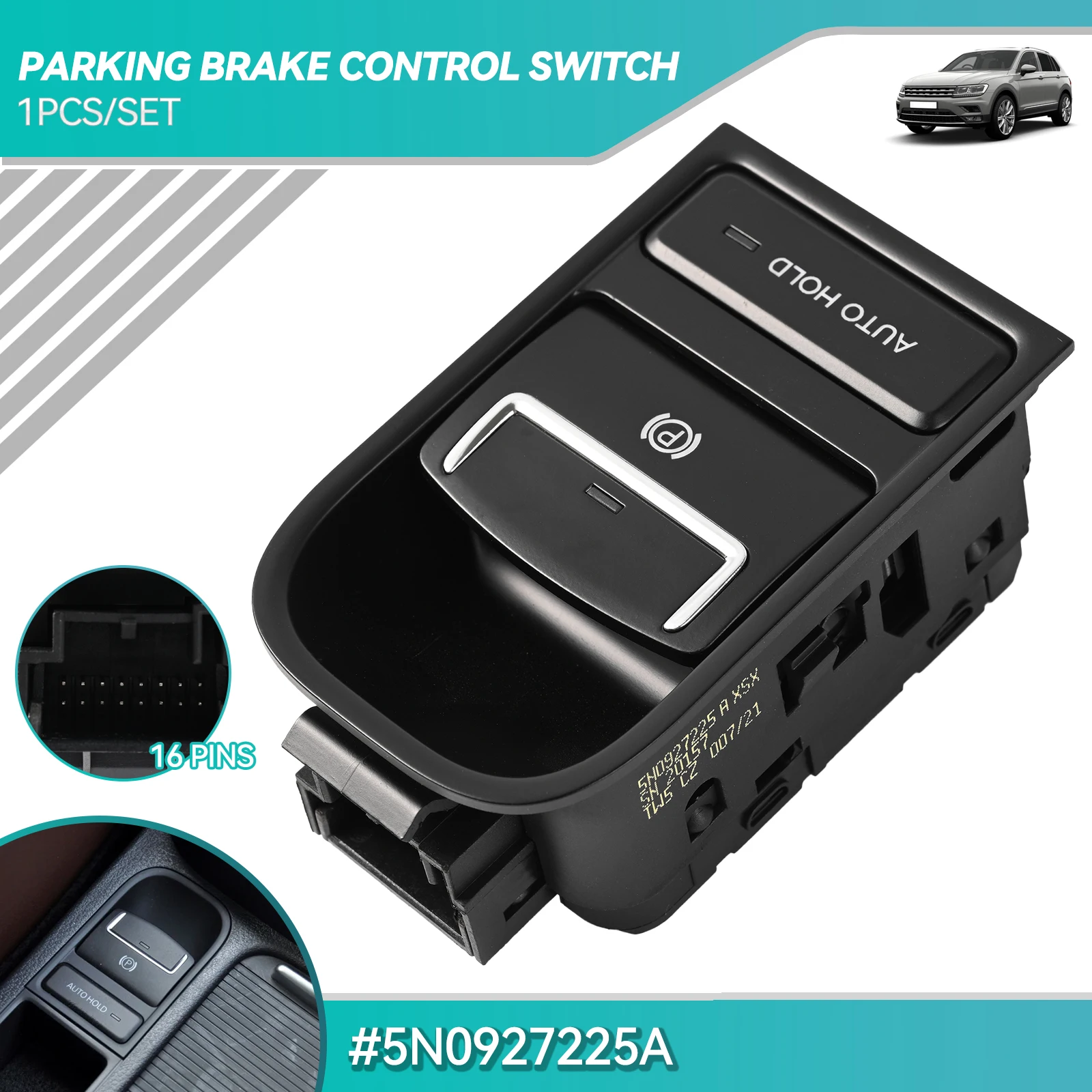 5N0927225A 16Pin Hold Parking Hand Brake Park Control Switch For VW ...